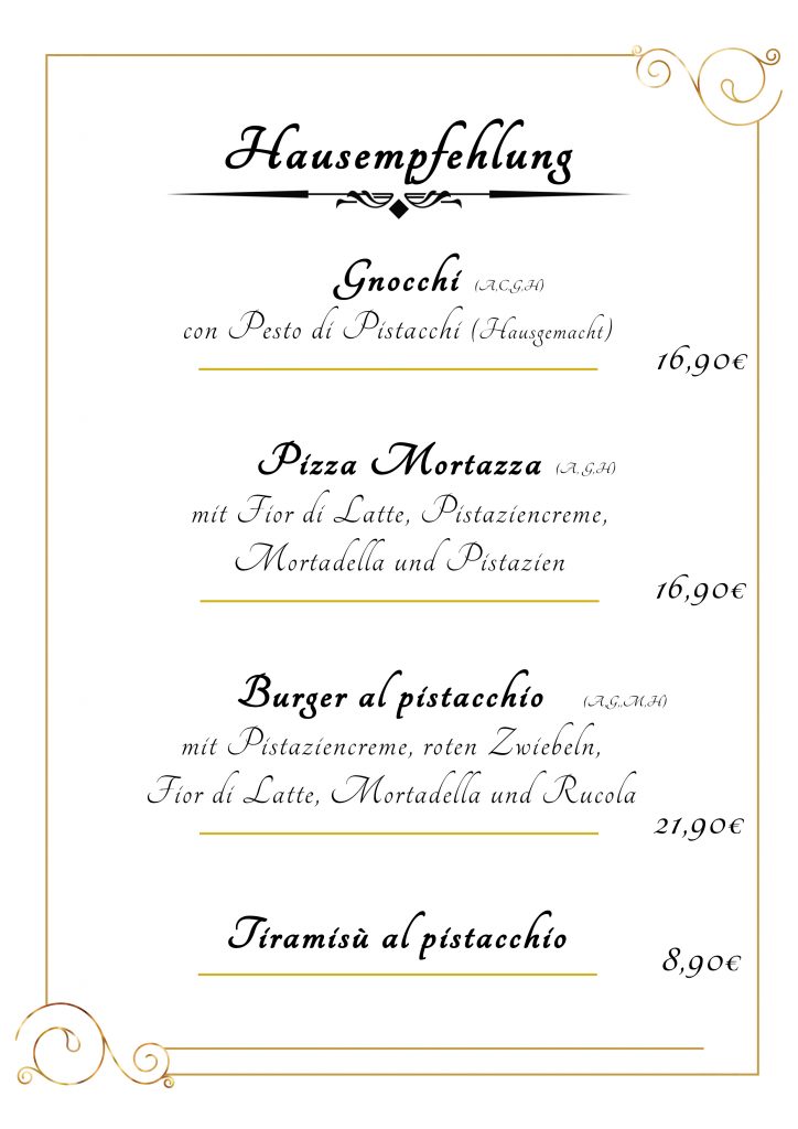 Wochenkarte & Hausempfehlung – Don Sergio Wien